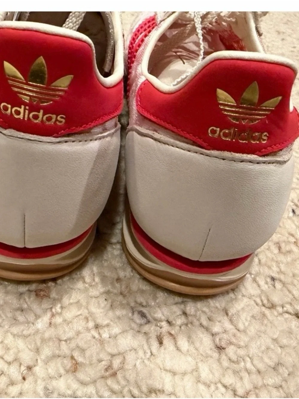 adidas | Shoes | Adidas Ladies Size 9 In Cream With Red Accents | Poshmark